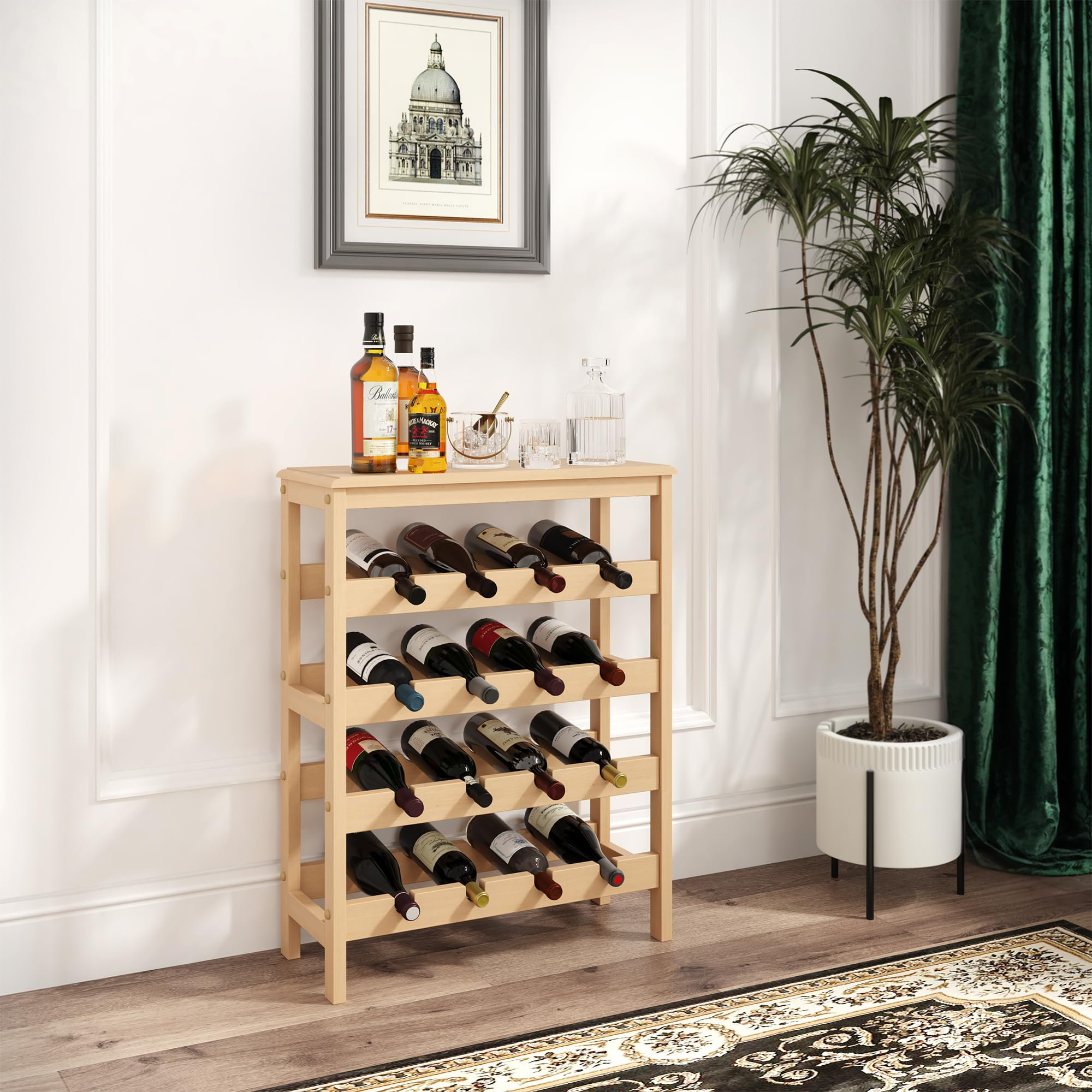 Latitude Run® Lumber Wine Rack, Freestanding Wine Storage Wine Display ...