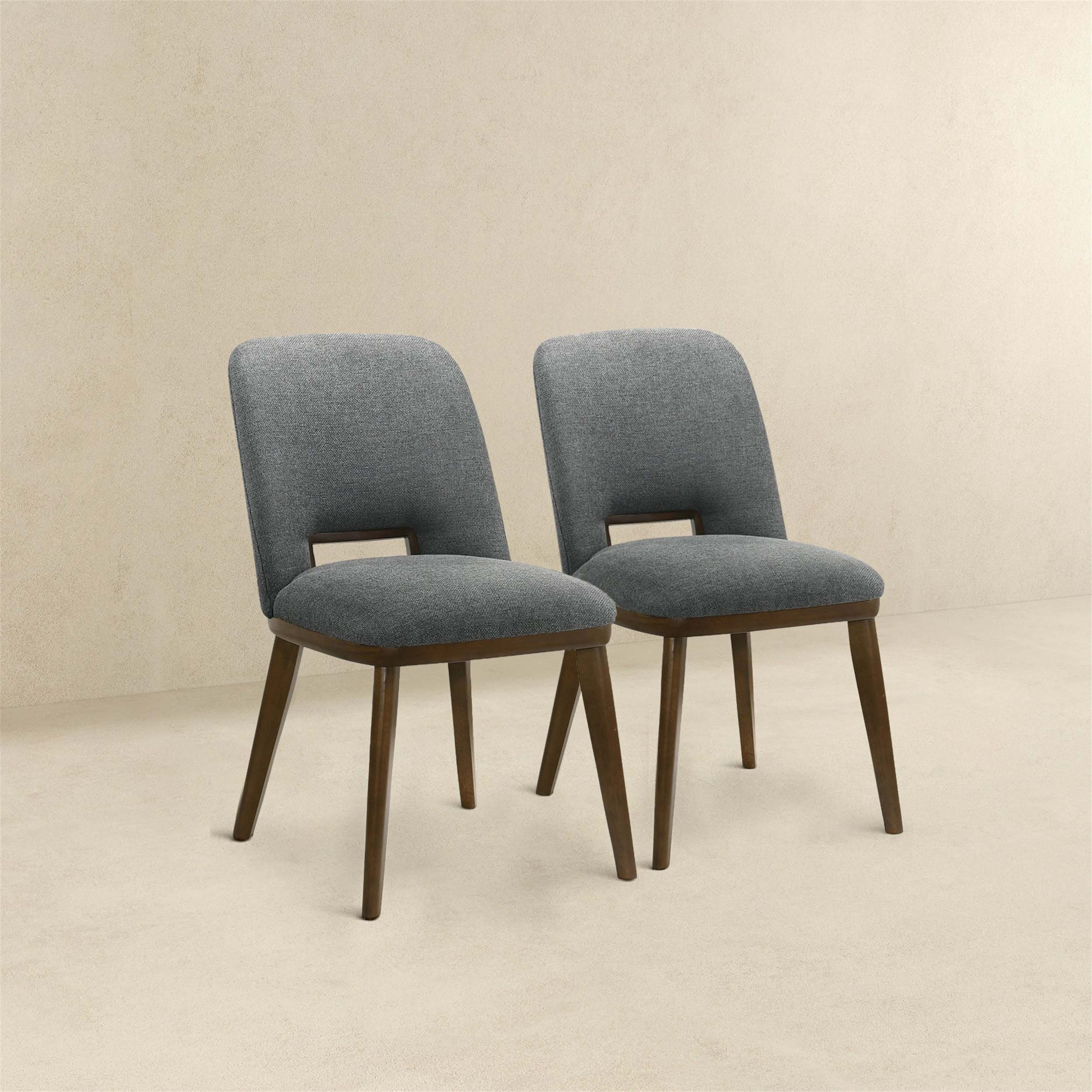 Corrigan Studio® Modern Blake Dark Grey Fabric Dining Chair (Set of 2) with Walnut Wood Base ...