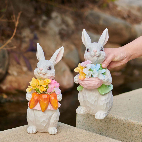 Trinx Solar Rabbit Garden Decoration - Rabbit Garden Statue With ...