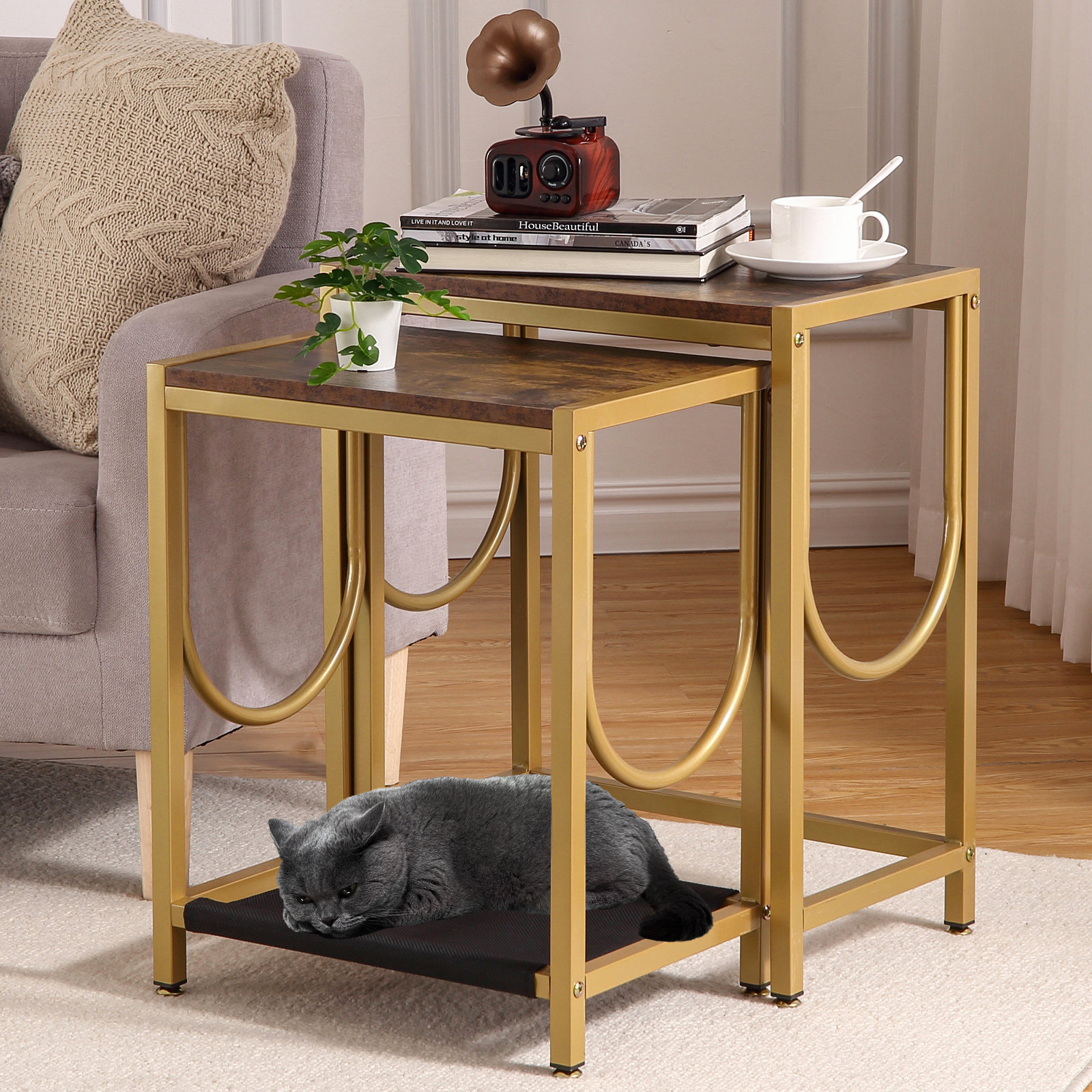 Mercer41 Nesting Coffee Table Set of 2, Small Accent Side End Table ...