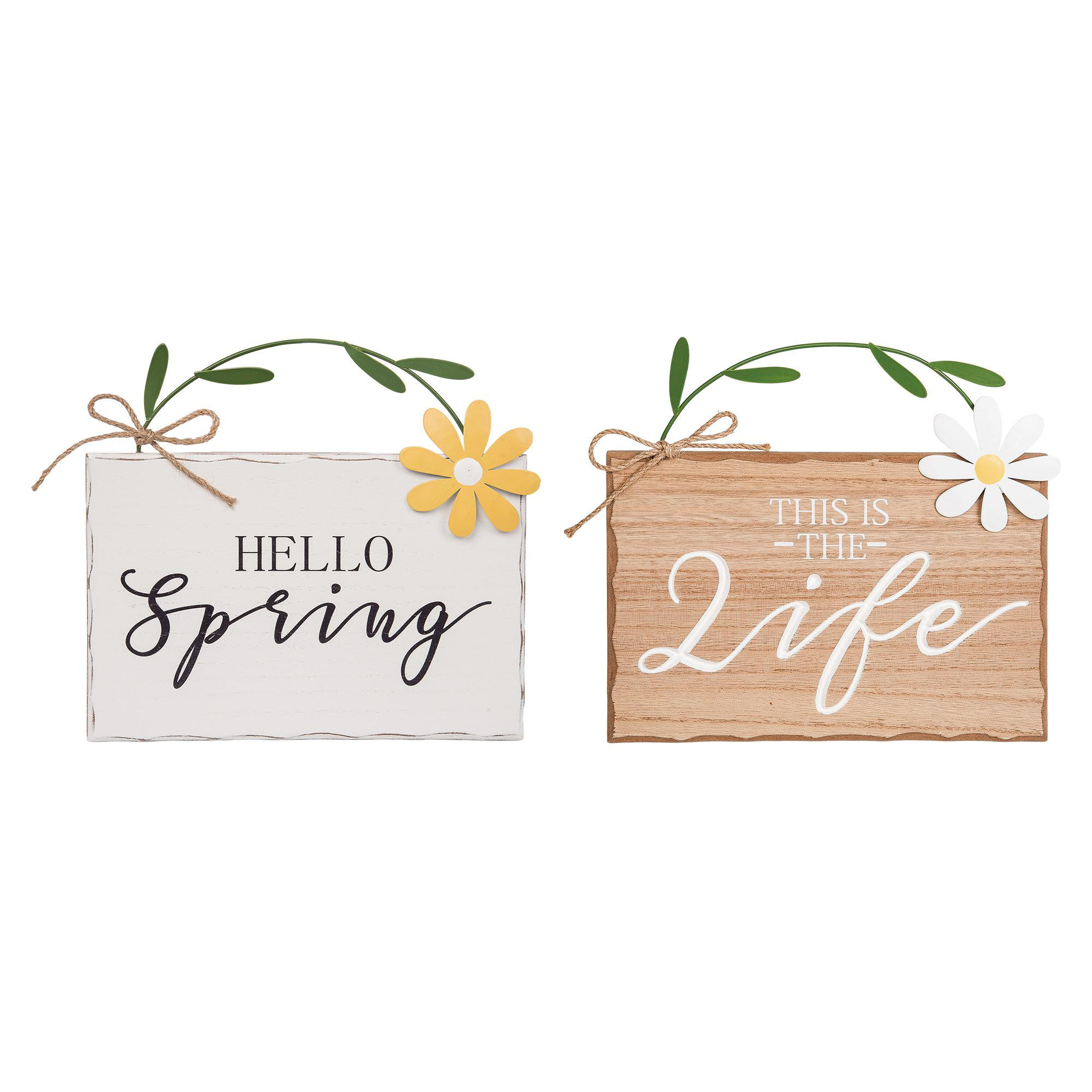 August Grove Wood Daisy Wall Decor Set of 2 Home Decorations Spring ...