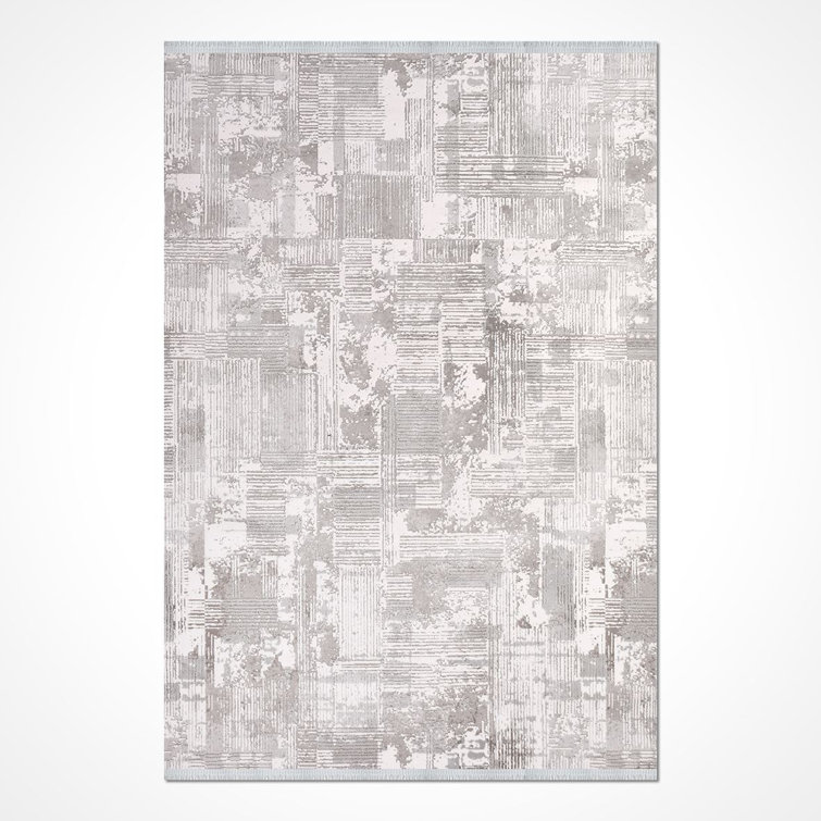 Williston Forge Melissa Grey Striped Acrylic Machine Made Rug | Wayfair ...