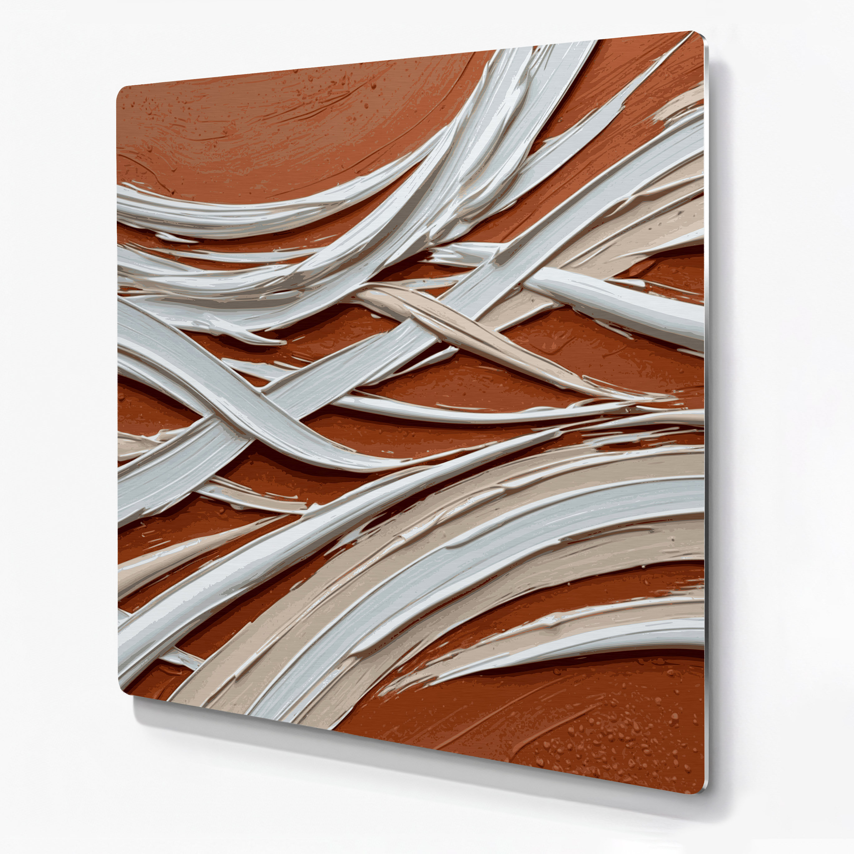 Hokku Designs Horizontal Striped Adobe Gray Metal Wall Art | Wayfair