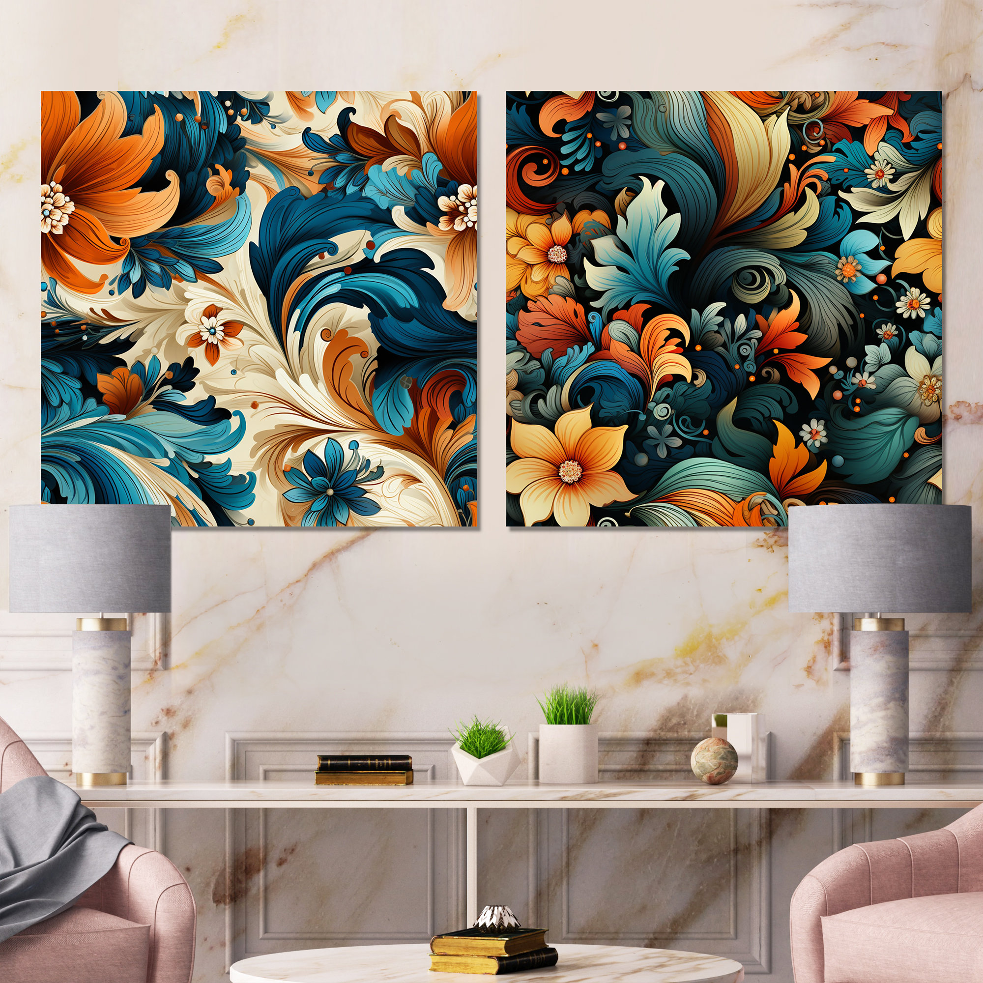 Design Art Bohemian Paisley Earth Tones II - Abstract Botanicals Canvas ...