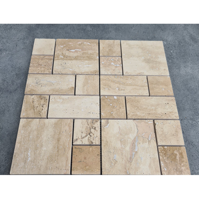 Miletos Stone Collection Patara Pattern Travertine Backsplash Tile ...