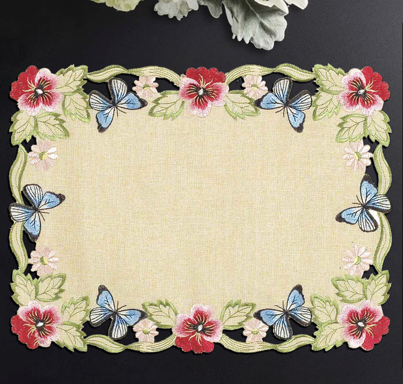 August Grove Anariyah Elegant Embroidered Table Runner and Placemats ...