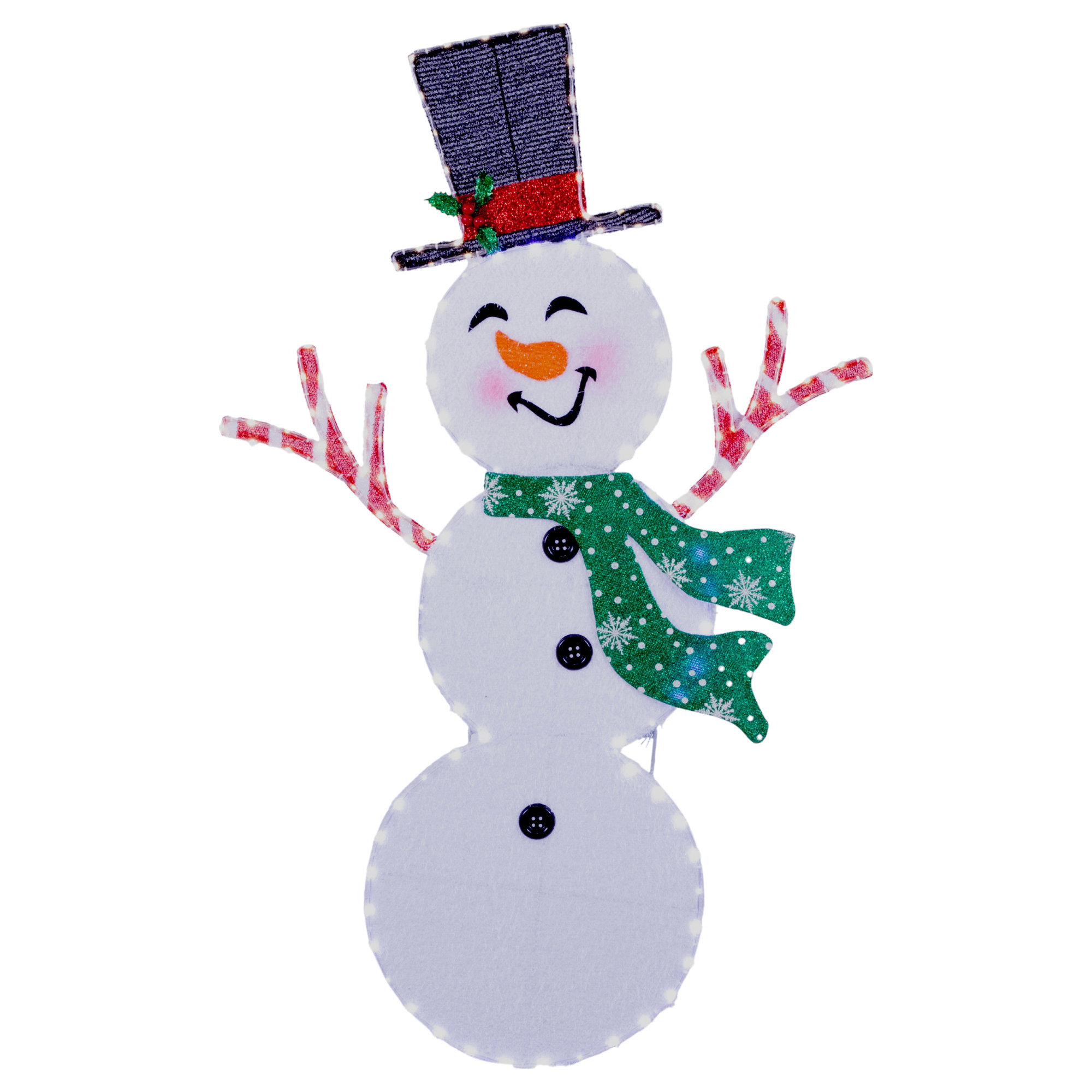 The Holiday Aisle® 55"H 2D Happy Face Snowman 130L String Lights ...