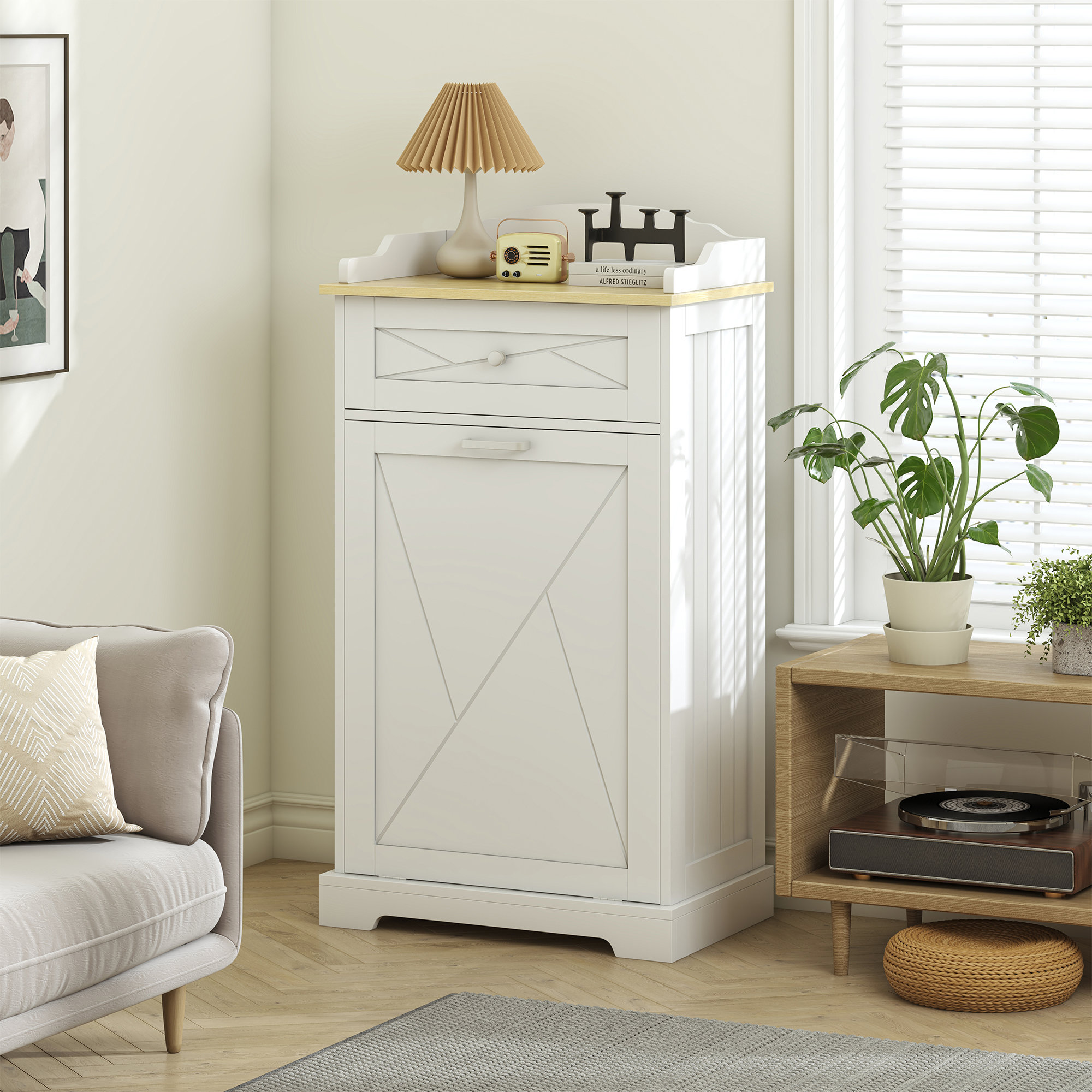 Semoic Tilt Out Trash Can Cabinet 12 Gallon With Drawers - Wayfair Canada