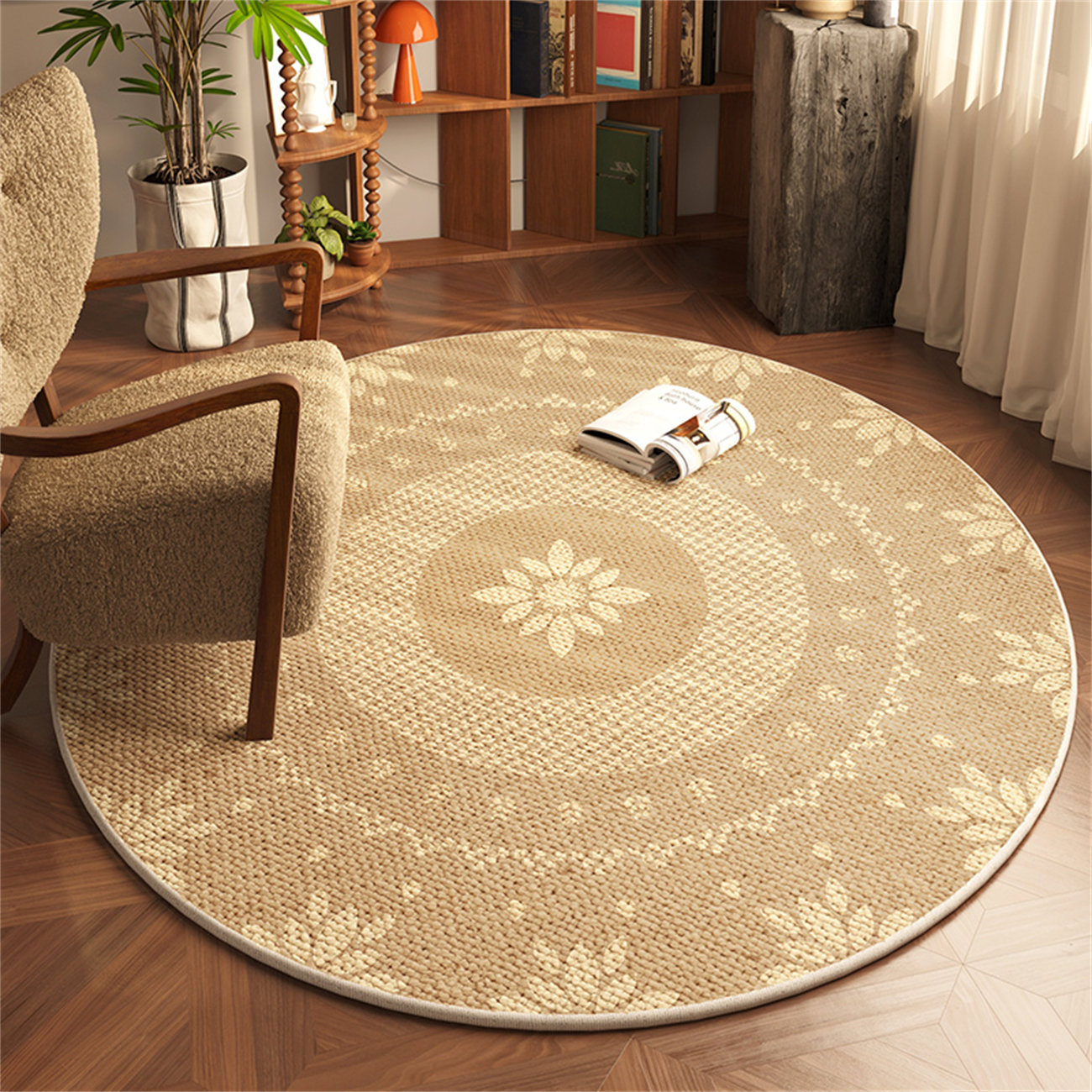 Canora Grey Vintage French Round Rug - Premium Living Room Coffee Table ...