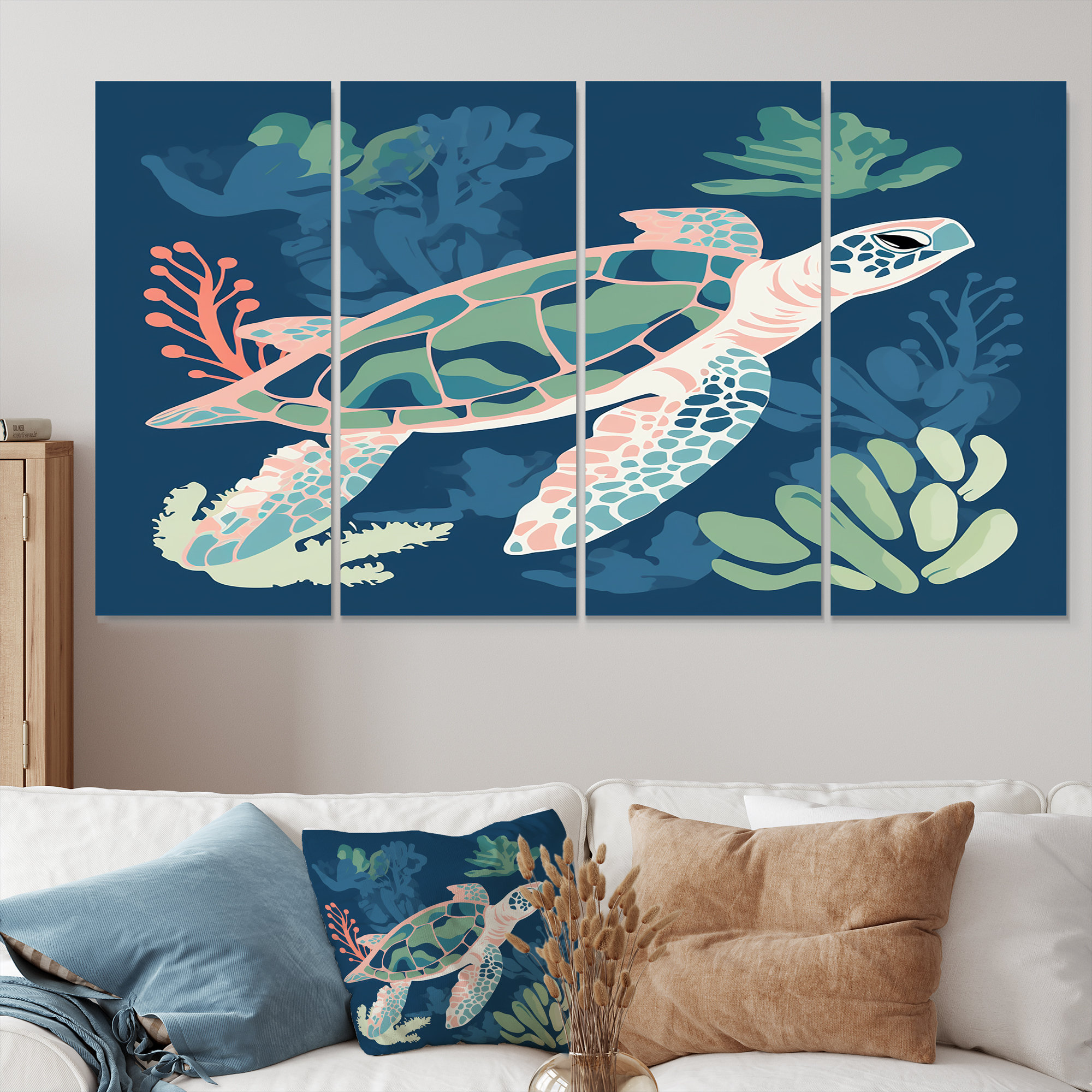 Bay Isle Home™ Deep Sea Turtle Swimming Retro Illustration - Turtle ...