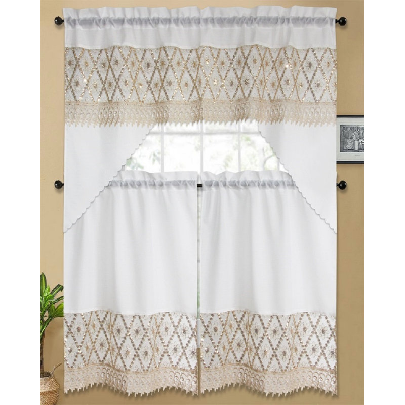 Winston Porter Meike Ruffled 60'' W Kitchen Curtain | Wayfair