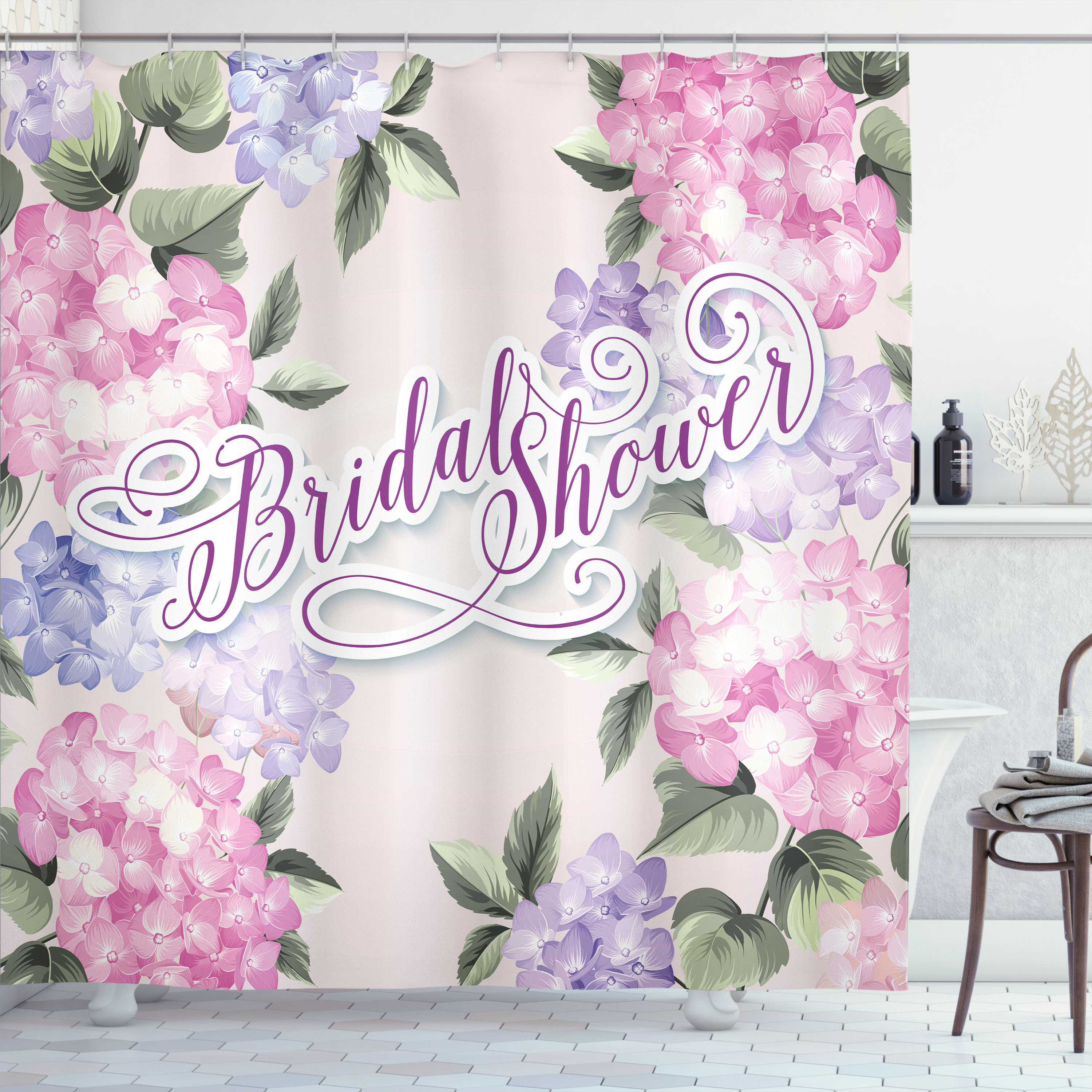 East Urban Home Basug Shabby Flora Shower Curtain Bride Hydrangeas 34495 | Wayfair
