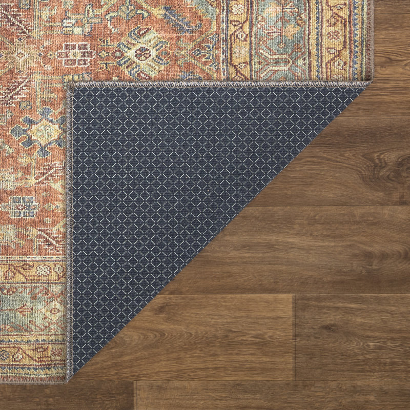 Bungalow Rose Machine Washable Non-Slip - Terracotta / Mustard ...