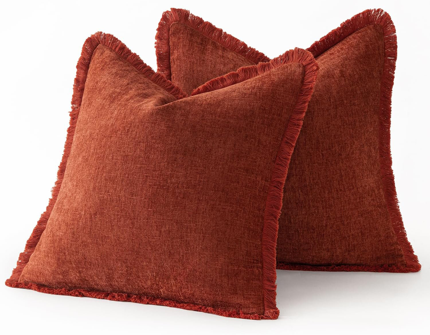BEFIHO Burnt Orange Throw Pillow Covers 18X18 Inch Pack Of 2 Cozy ...