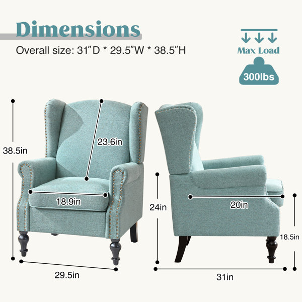 Red Barrel Studio Upholstered Wingback Accent Chair with Nailhead Trim ...