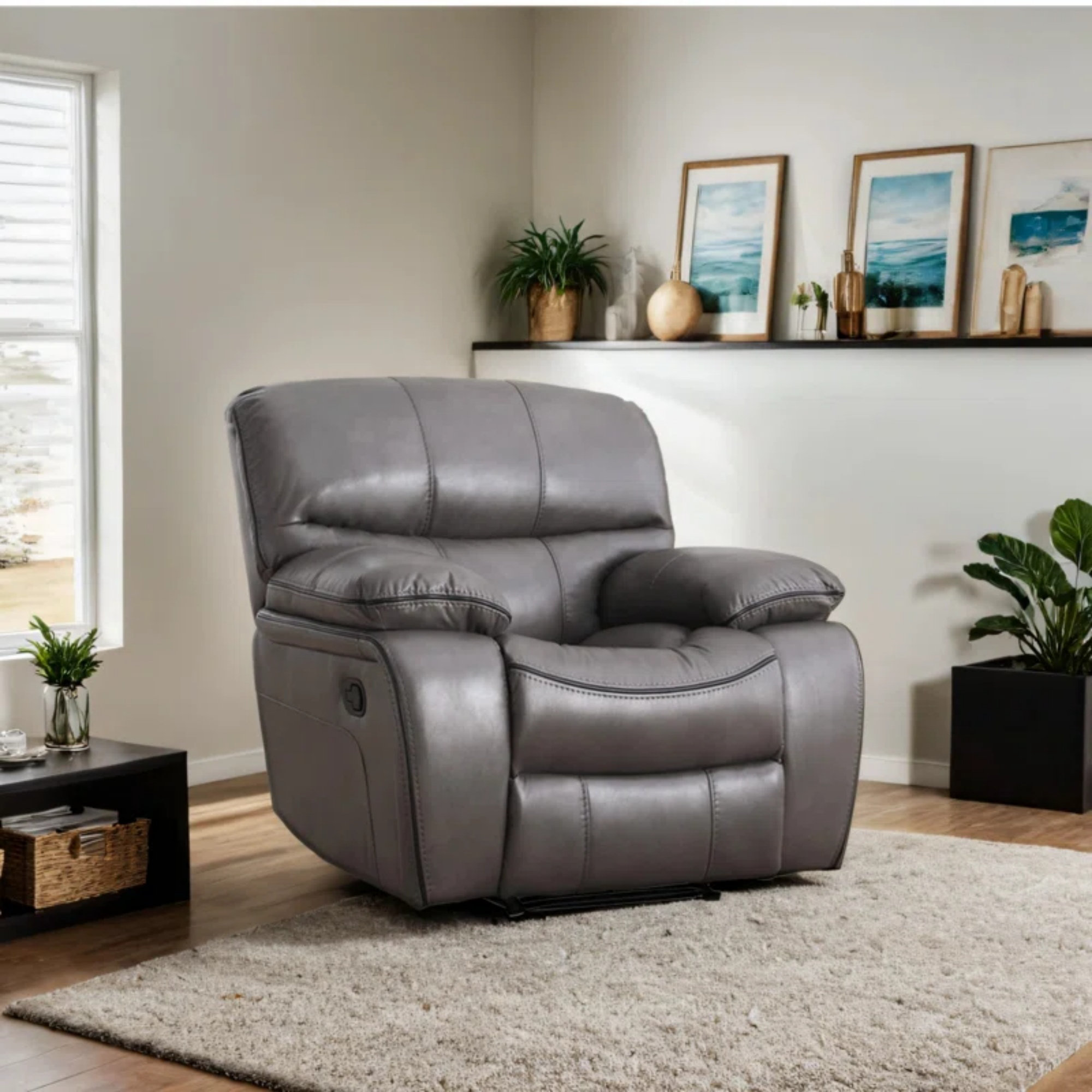 Latitude Run® Meagyn 41.3"Wide Modern Comfortable Vegan Leather Manual ...