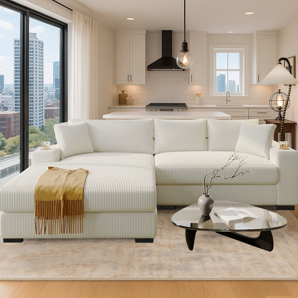 Mercer41 111" Oversized Sectional Sofa Cloud Couch With Chaise | Wayfair