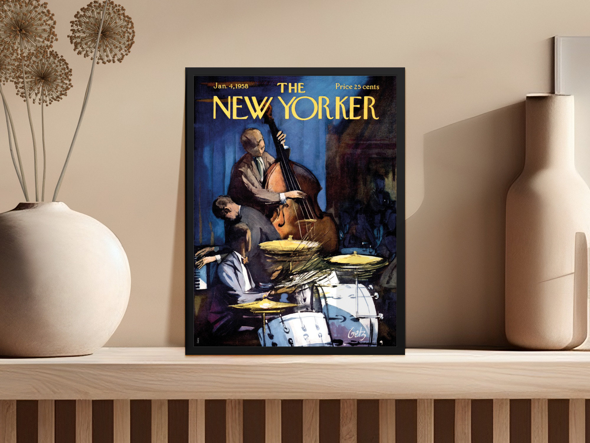 Ivy Bronx The New Yorker Jan 4 1958 Cover Art Musical Jazz Framed ...