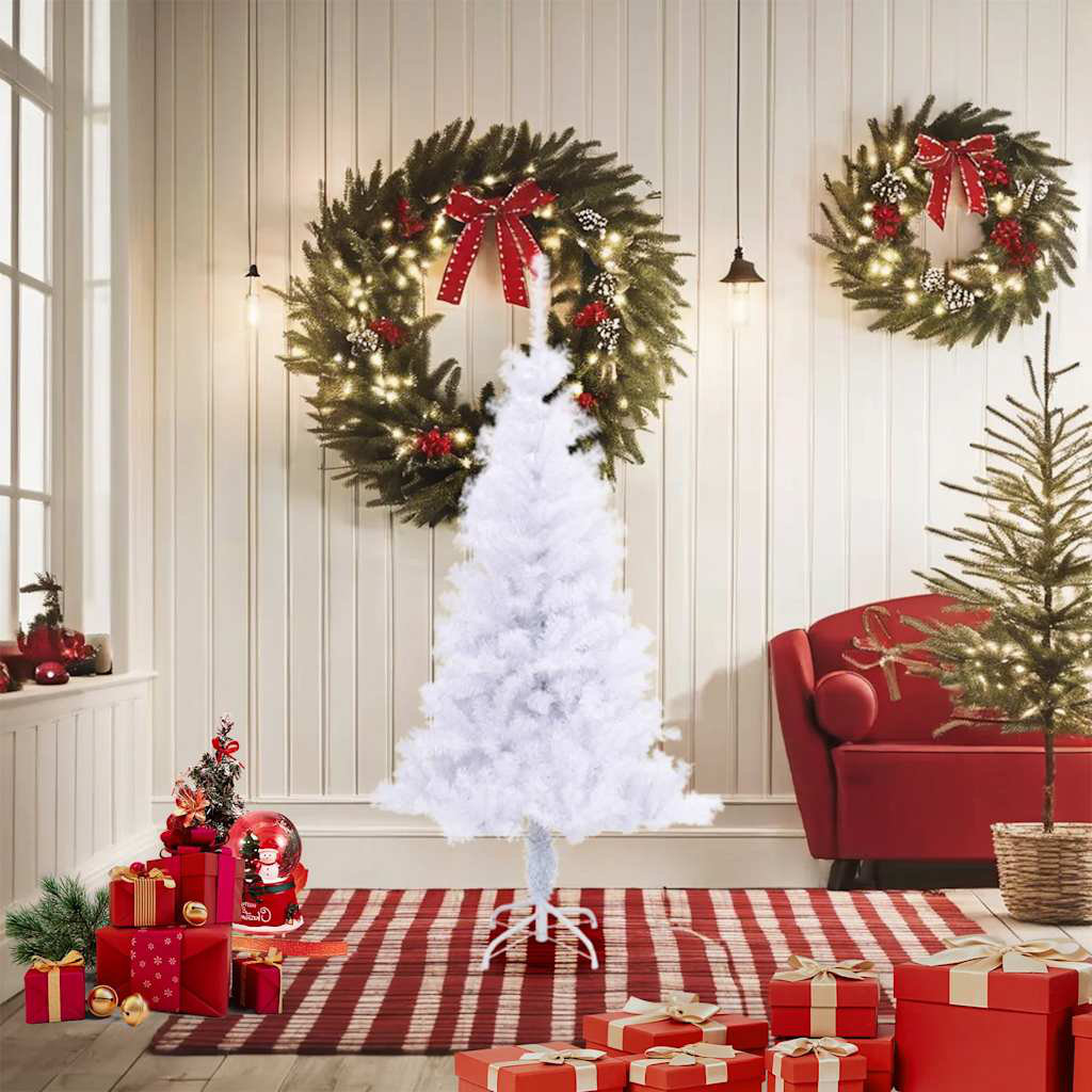 Charlton Home Artificial Christmas Tree White PVC and Steel 94.5 inches ...
