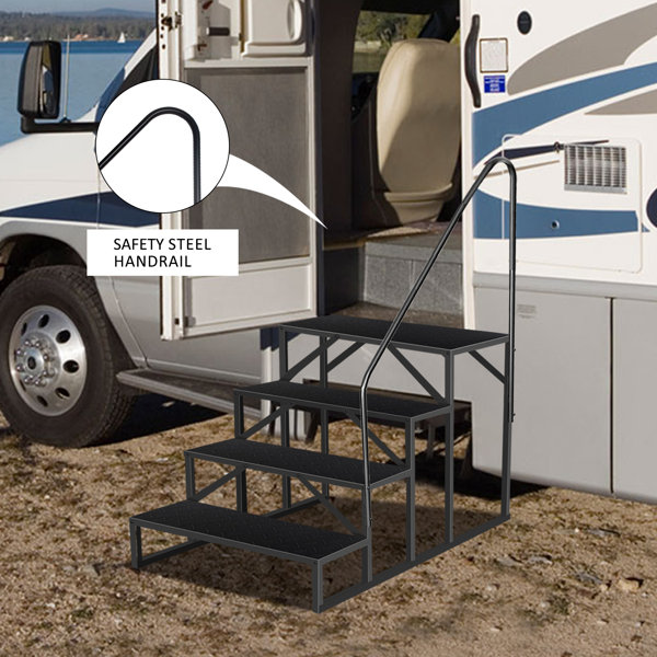 WFX Utility™ RV Stairs 4 Step Ladder, RV Steps Anti-Slip, Hot Tub Steps ...