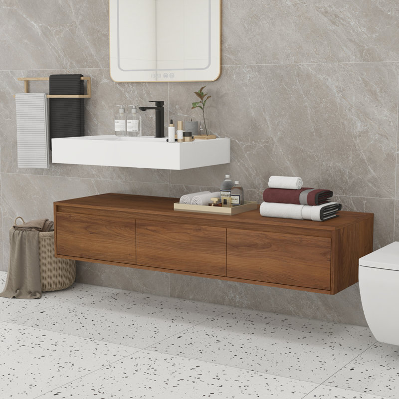 Loon Peak® 60" Wall Mounted Bathroom Vanity with Sink | Wayfair