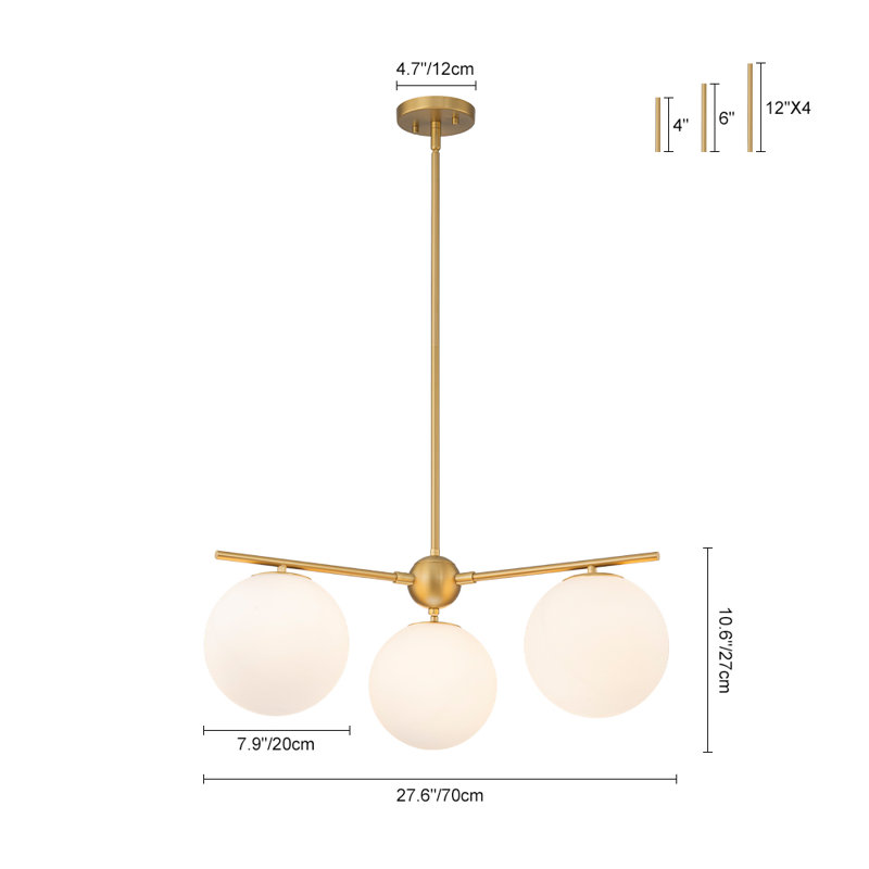 Mercer41 3-Light Opaque White Glass Sphere Chandelier | Wayfair