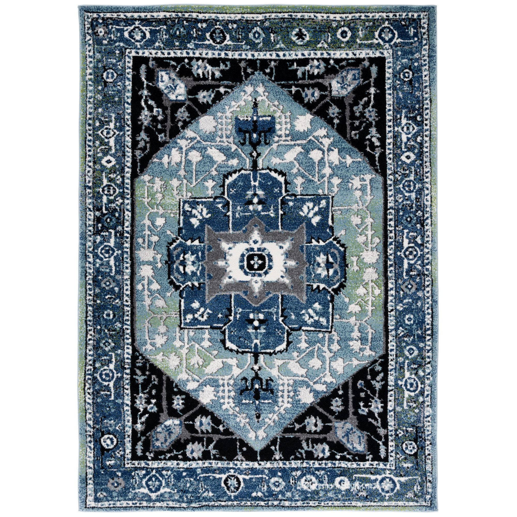 Langley Street® Evanoff Oriental Blue/Light Green Area Rug | Wayfair