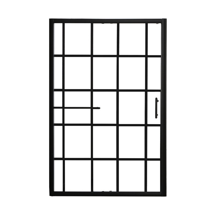 Givingtree 48"Wx72"H Matte Black Framed Grid Sliding Shower 1/4 ...