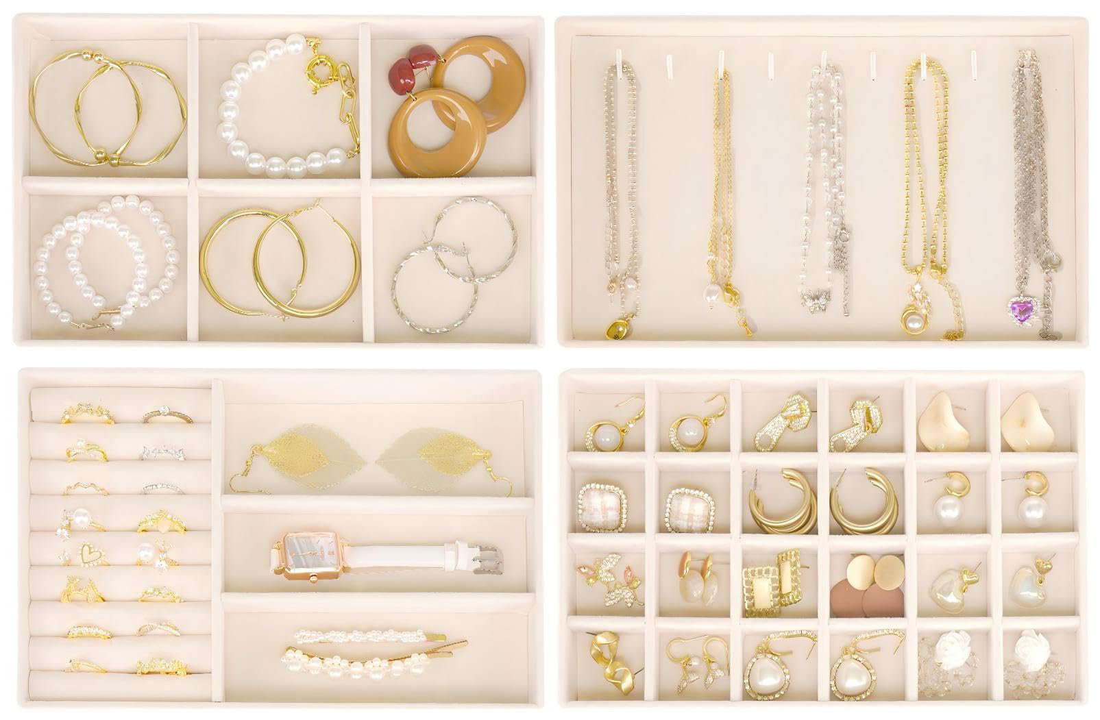 Rebrilliant Stackable Jewelry Trays Organizer For Drawer, 4 Set Of ...