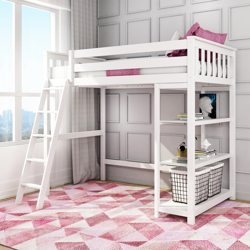 Trule Foote Twin Loft Bed with Shelves & Reviews | Wayfair