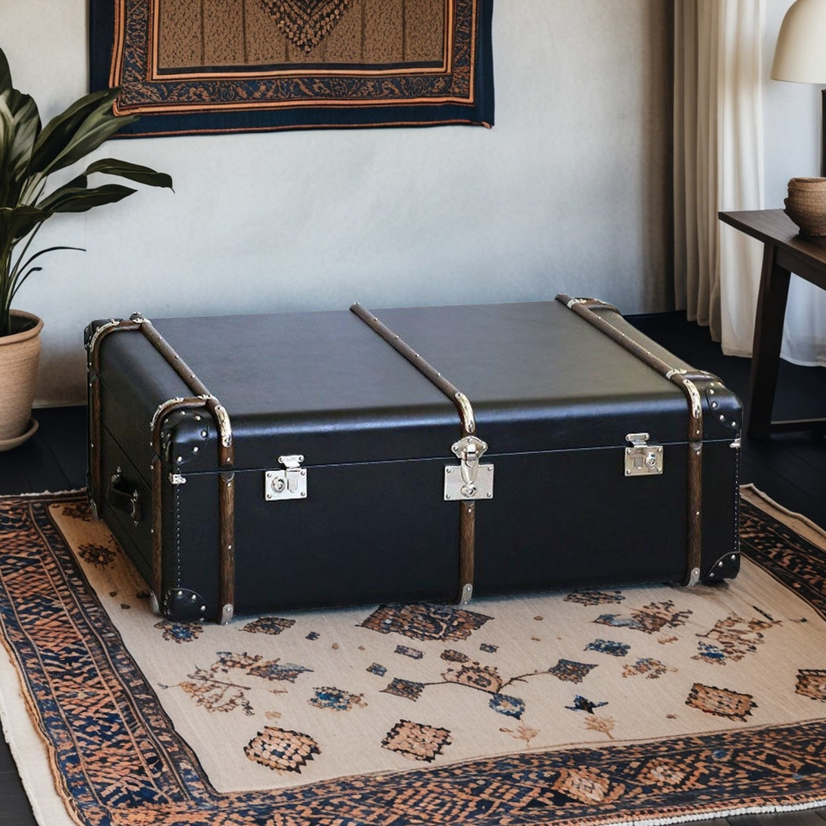 HUGESTO Extra Large Ultra - Fibre Leather Vintage Trunk - Wayfair Canada