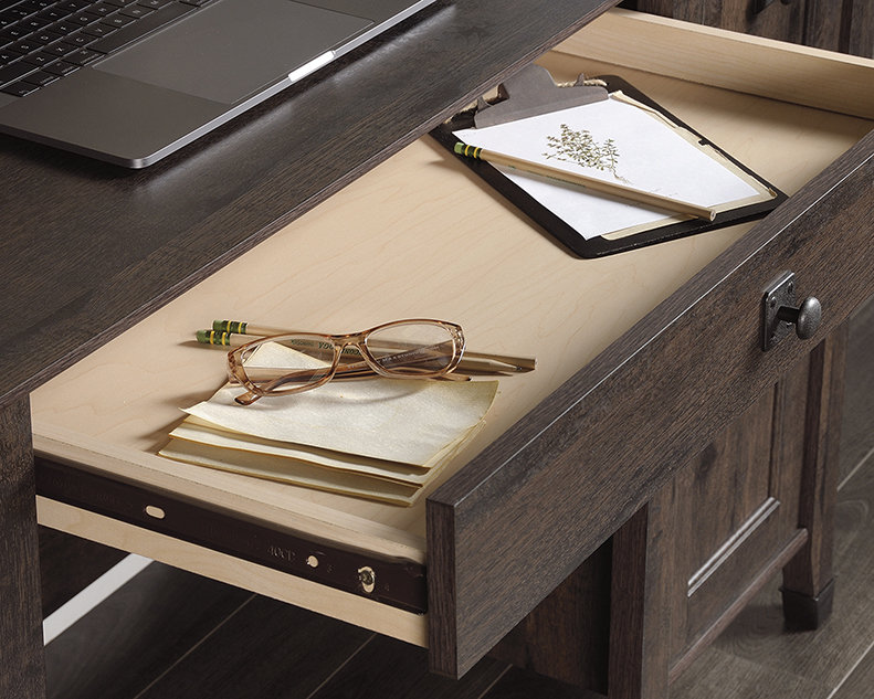 Inbox Zero Coffee Oak Finish Computer Desk | Wayfair