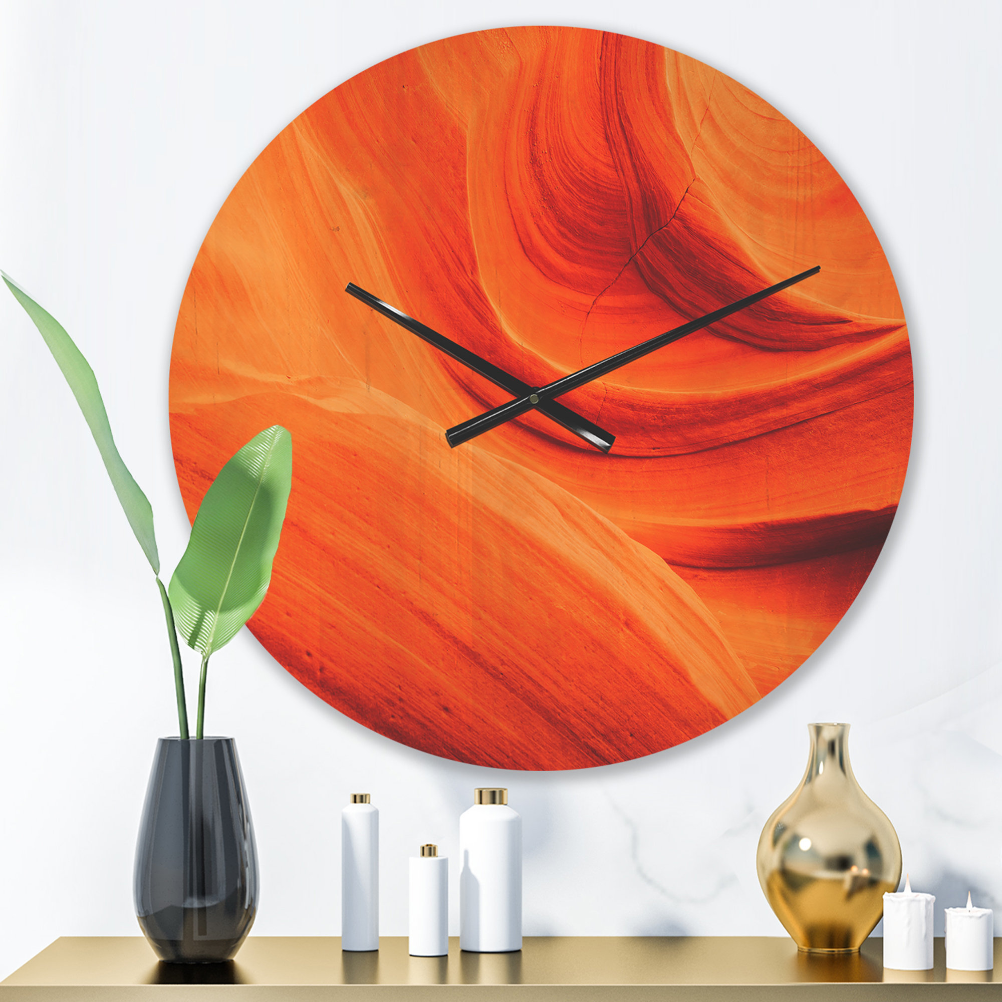 East Urban Home Orange Upper Antelope Canyon - Modern Wood Wall Clock ...