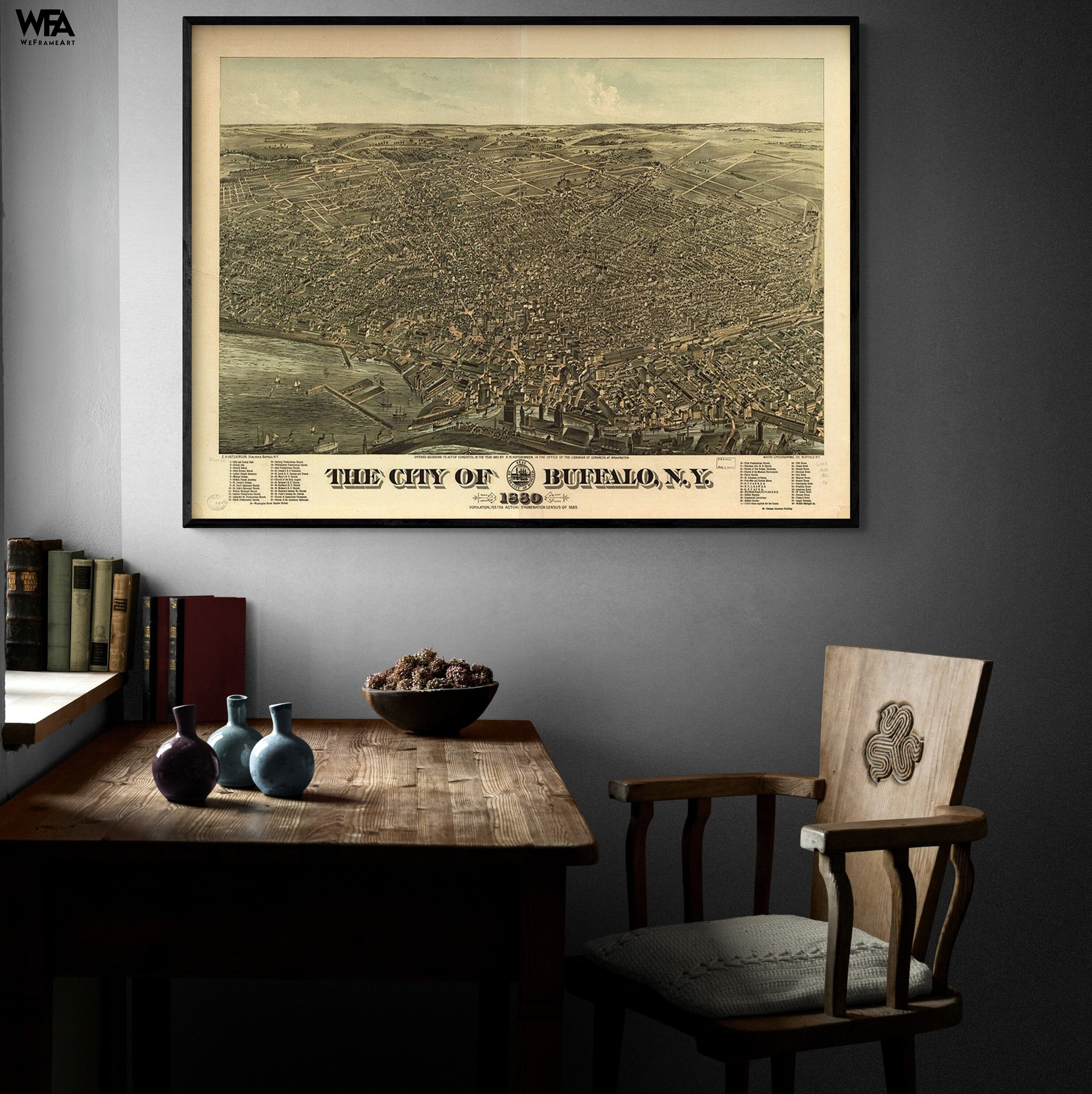 WeFrameArt Buffalo-New York 1880, Antique Buffalo NY Print, Rustic NY ...