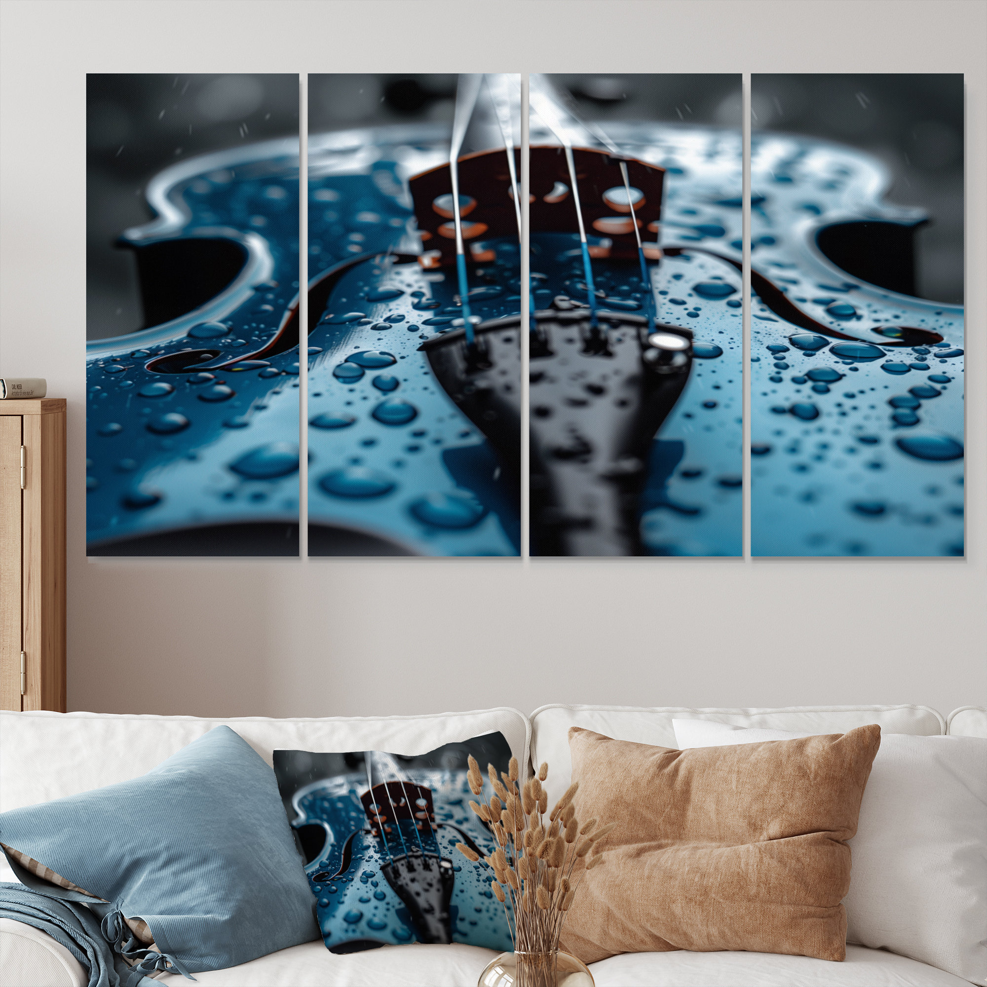 Latitude Run® Music Blue Instument Violin - Music Wall Art Set | Wayfair