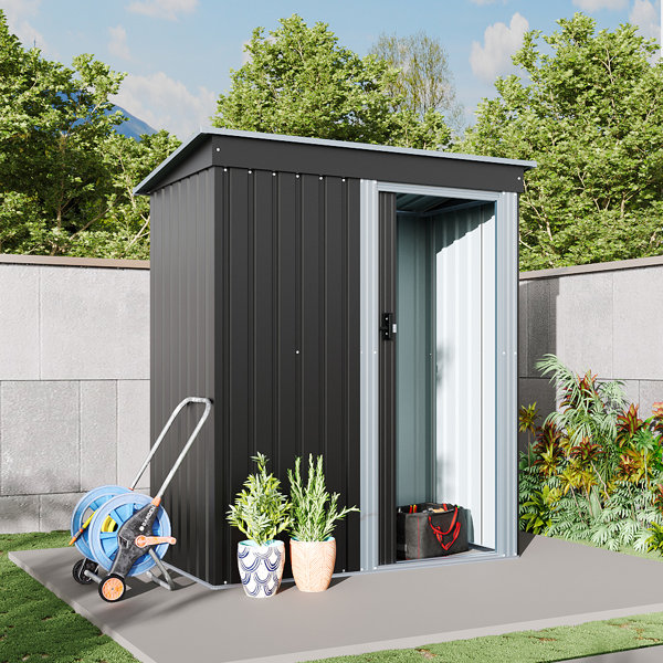 Garten Living Senga 5ft. W x 2.5 ft. D Metal Pent Tool Shed Garden Shed ...
