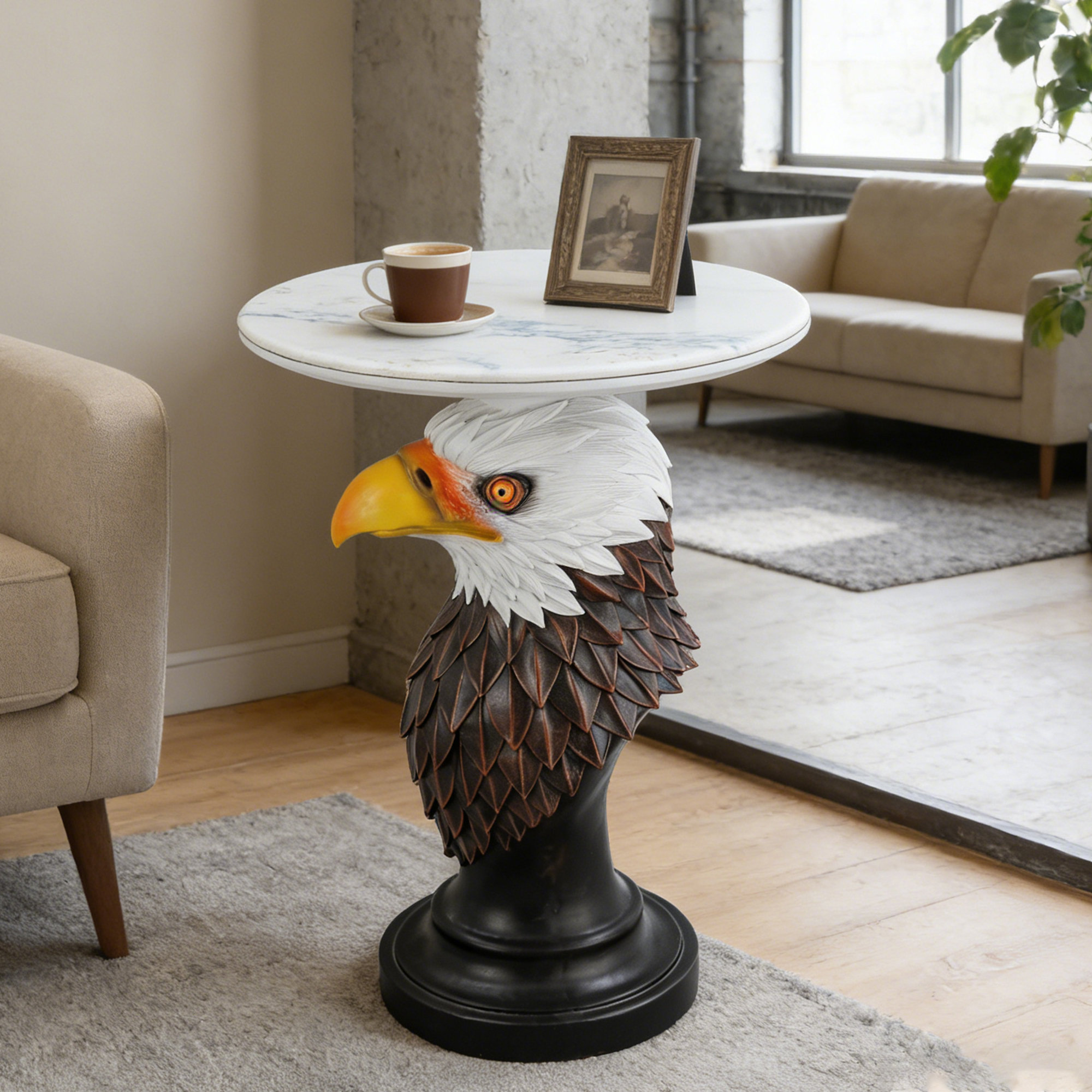Canora Grey Eagle Head Accent Table Animal Statue End Tables - Wayfair ...