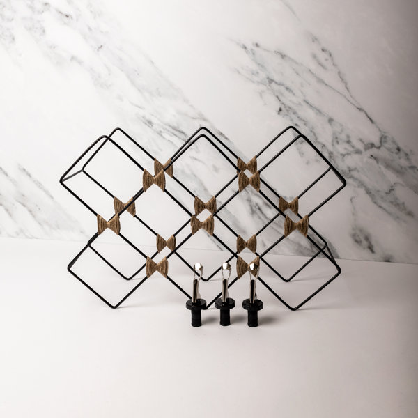 Barcraft 8-Bottle Metal Wine Rack And Bottle Stopper/Opener Set ...