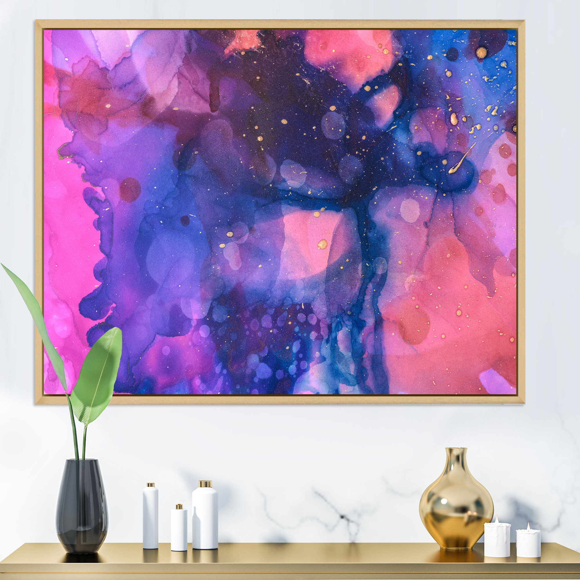 Wrought Studio™ Bleu, rouge, violet, éclaboussures - art mural moderne ...