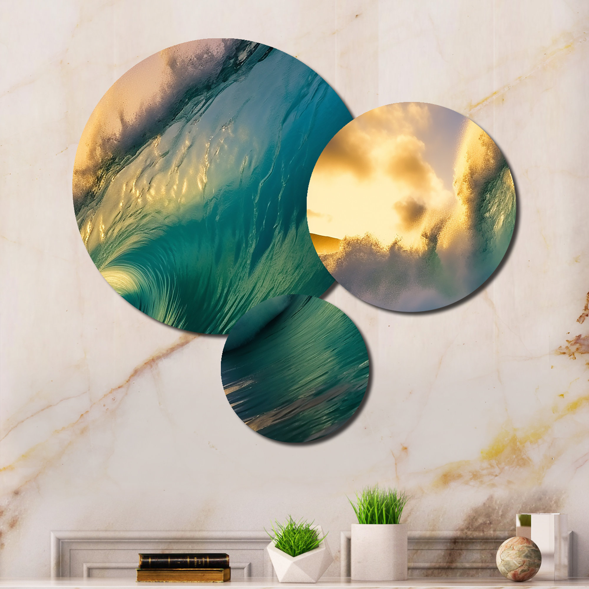 Design Art 3 Hawaiian Waves Surf Dream II Wall Decor Set Metal | Wayfair