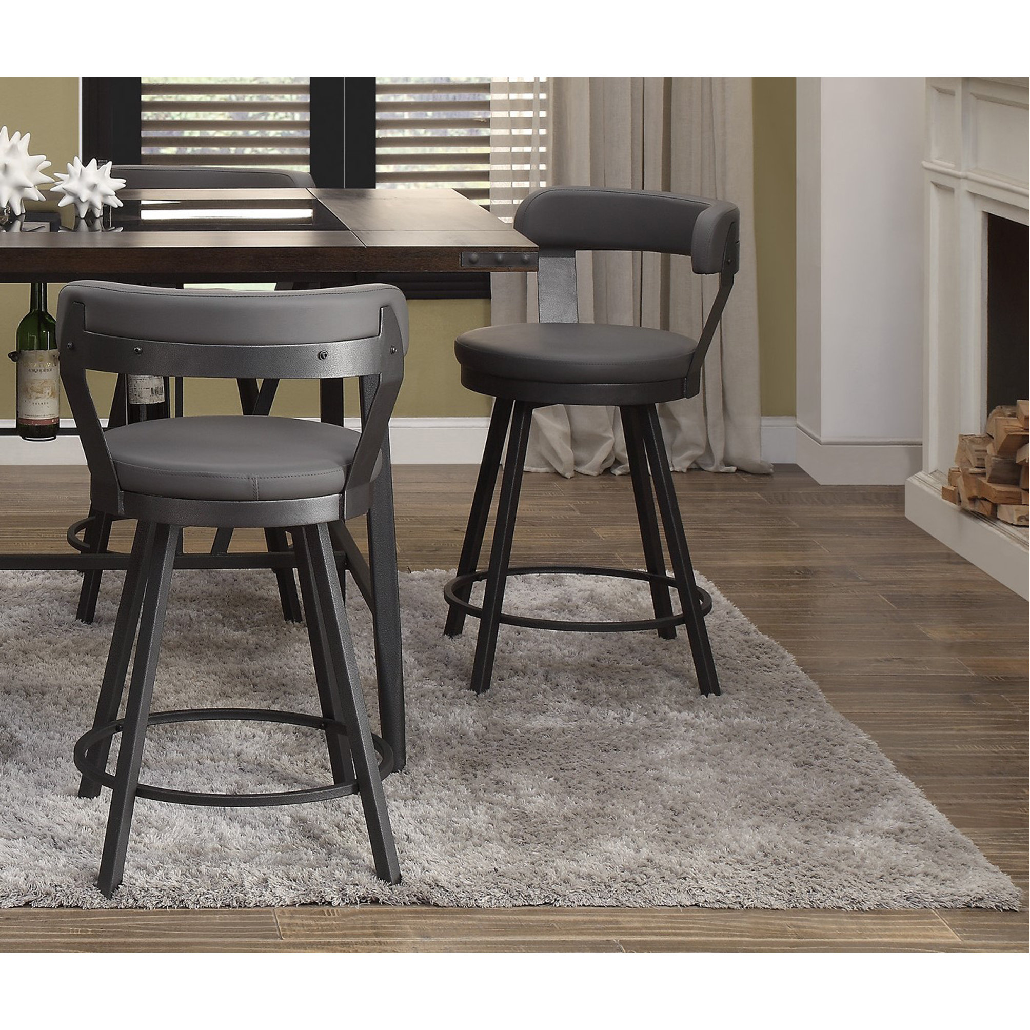 Hokku Designs Metal Base 24-Inch Counter Height Chairs Set Of 2Pc Red ...