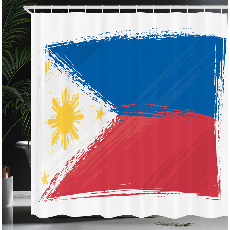Latitude Run® Filipino Shower Curtain National Flag 69"Wx84"L Cobalt ...
