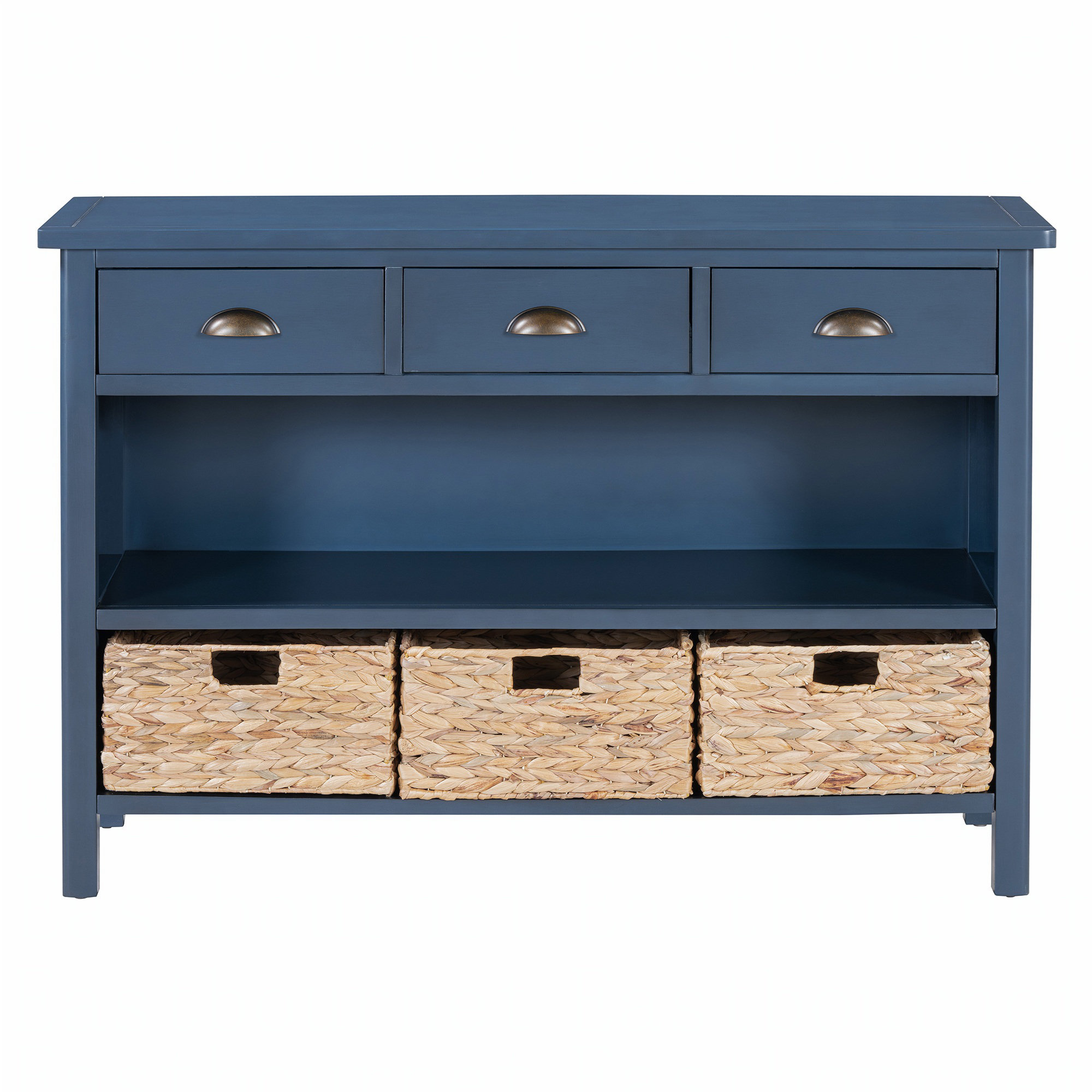 Ophelia & Co. Retro Console Table with 3 Spacious Drawers and Open ...