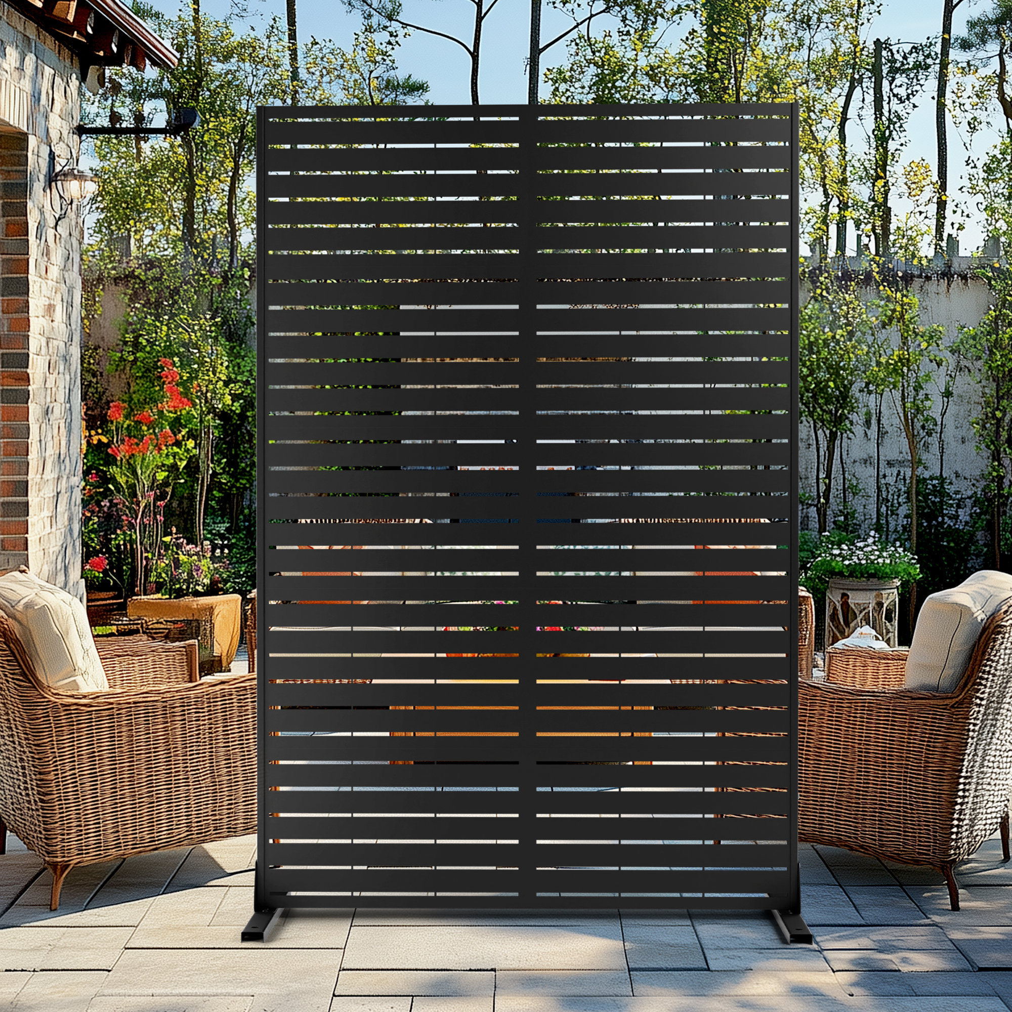 UFURYRIDE Metal Privacy Screen - Freestanding Outdoor Privacy Screen ...