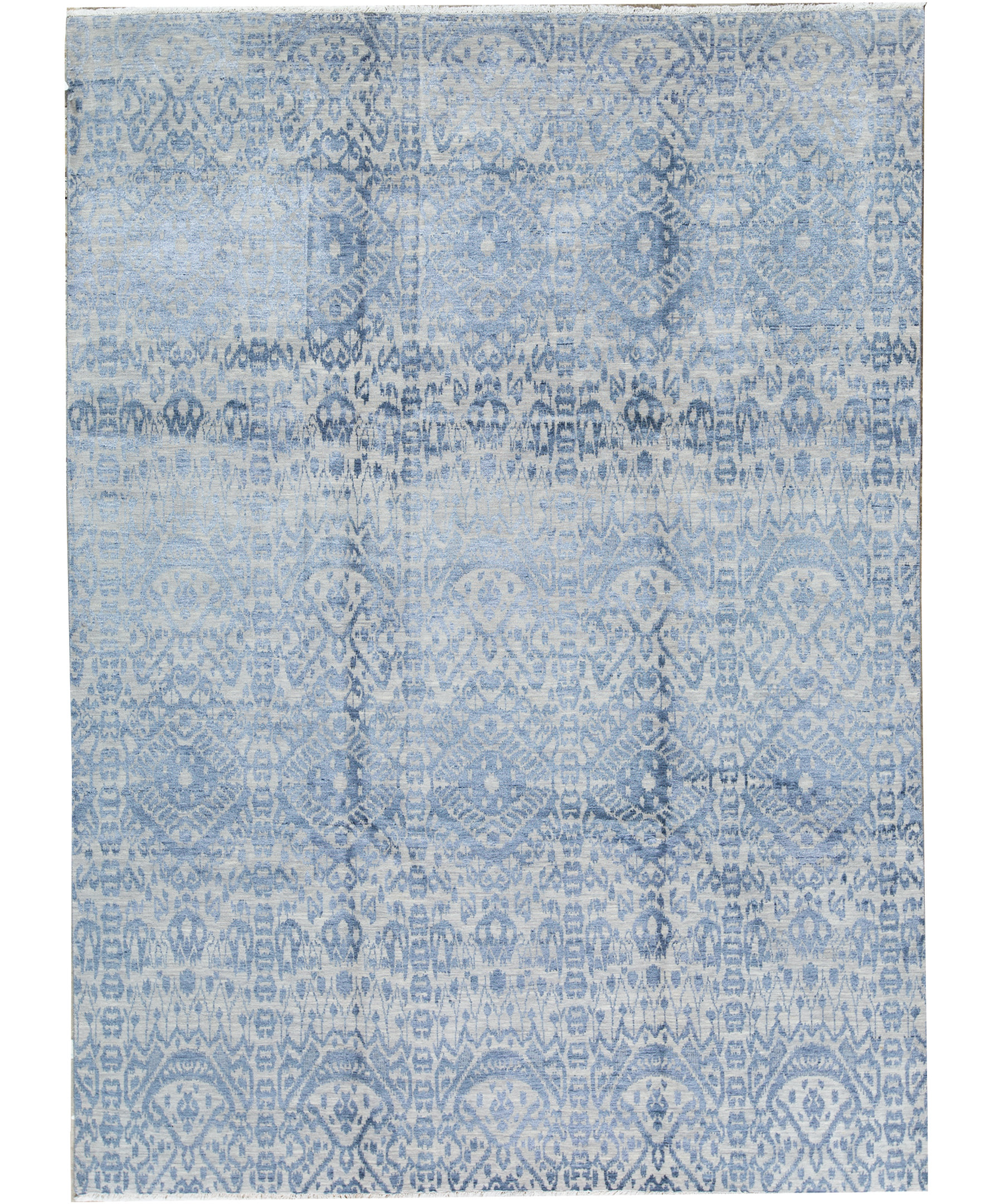 Bokara Rug Co., Inc. Hand-Knotted High-Quality Silver and Dark Blue ...