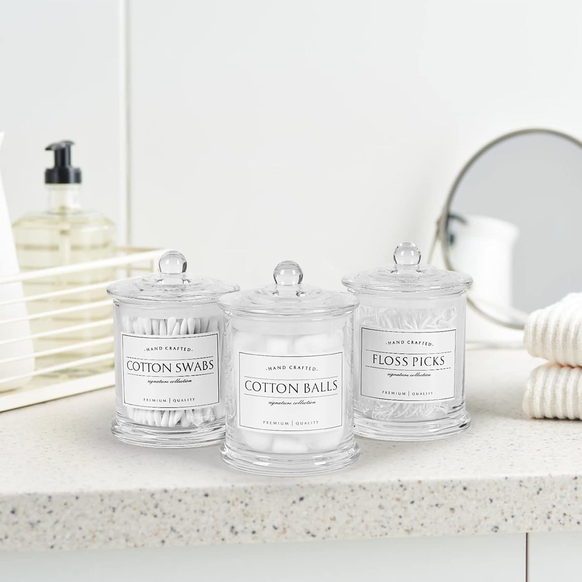 Lark Manor™ 2 Pack Farmhouse Apothecary Jars With Lids - Glass Cotton ...