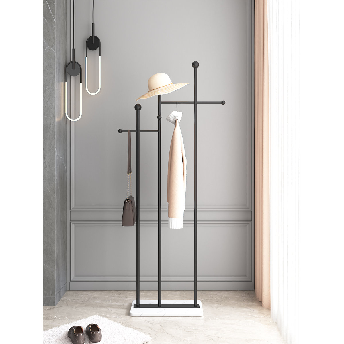 Mercer41 Eimie Steel 6 - Hook Freestanding Coat Rack with Weighted ...