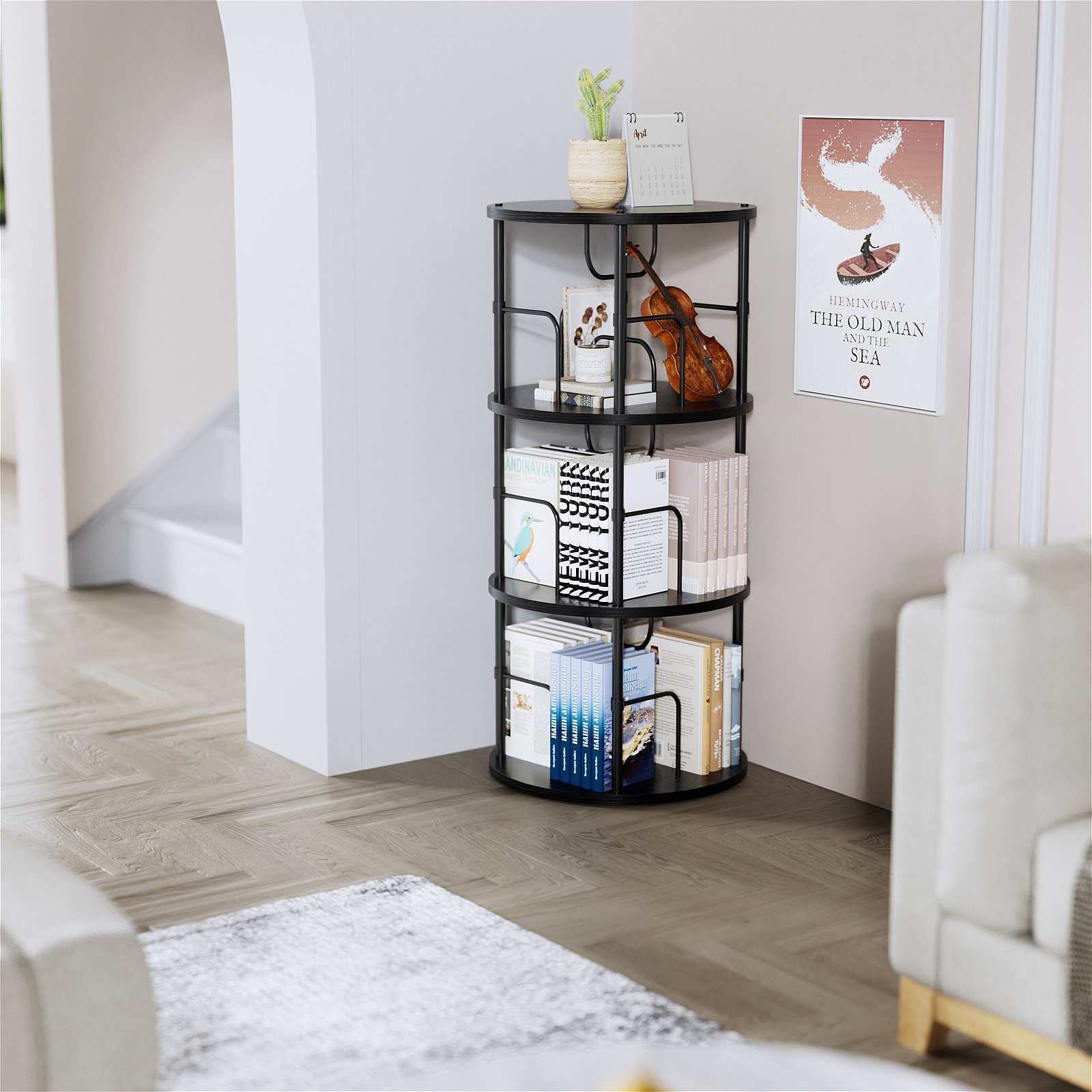 Mercer41 Molter Rotating Bookshelf 360 ° Display Bookcase Corner ...
