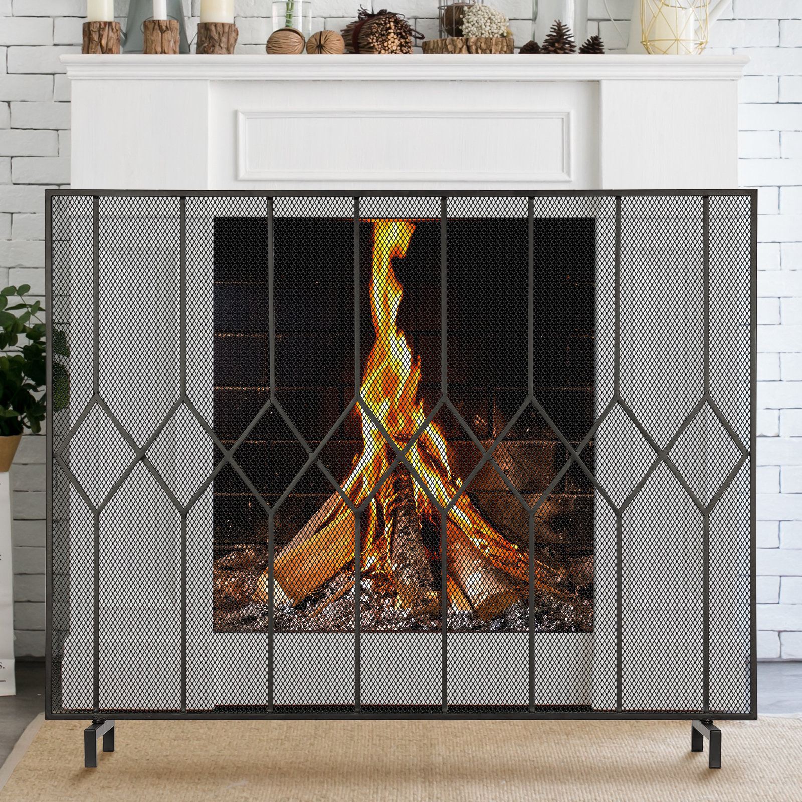 Latitude Run® Decorative Fireplace Screen for Wood Burning Fireplace ...