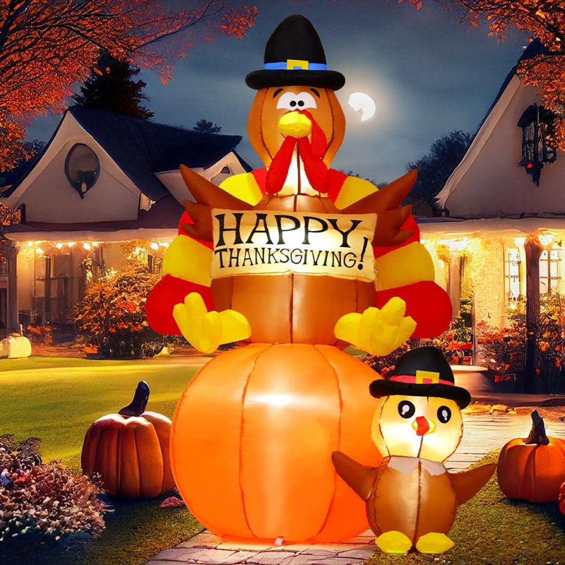 The Holiday Aisle® Thanksgiving Inflatables Turkey Outdoor Decorations ...